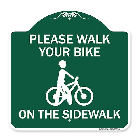 Signmission Pavement Stencil Please Walk Your Bike on Sidewalk, Green & White Alum, 18" x 18 ...